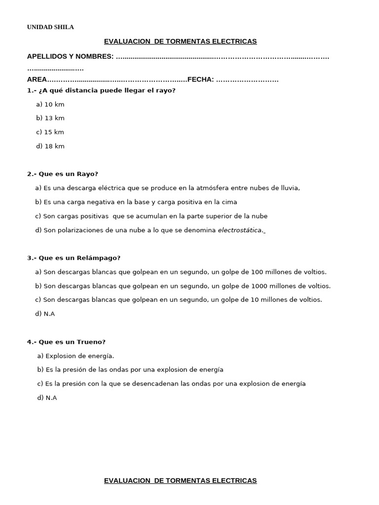 Examen de Tormentas Electricas | PDF