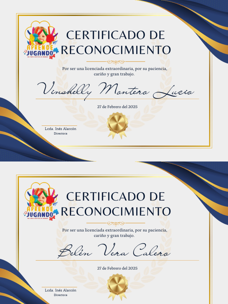 Certificados de Reconocimiento 2025 | PDF