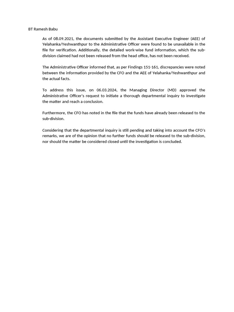 BT Ramesh Babu Draft | PDF