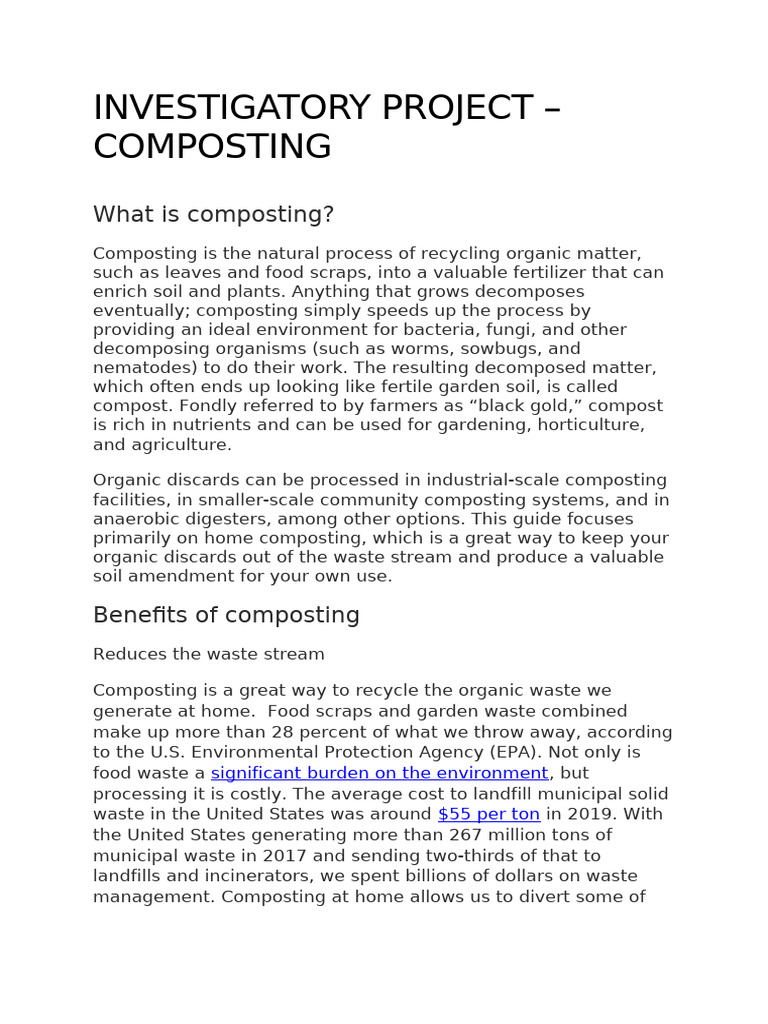 Investigatory Project - Composting | PDF | Compost | Decomposition