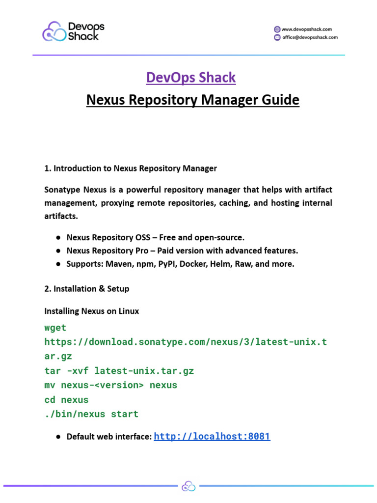 DevOps Shack - Nexus Repository Manager Guide | PDF | Software Repository | Computing