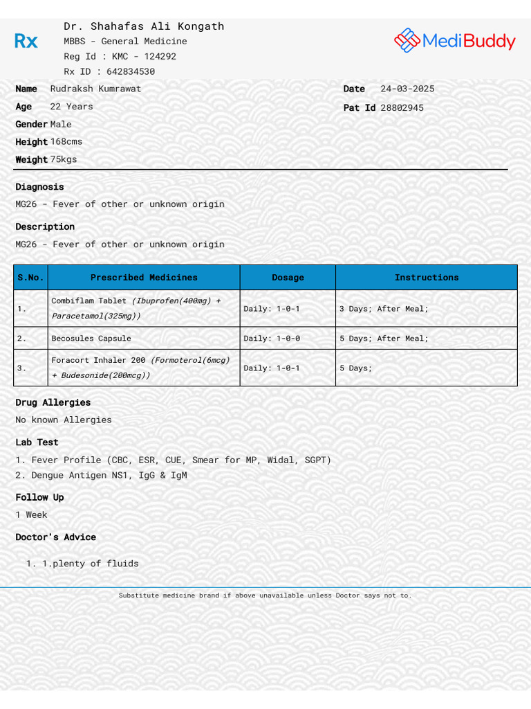 Prescription for Fever Treatment | PDF