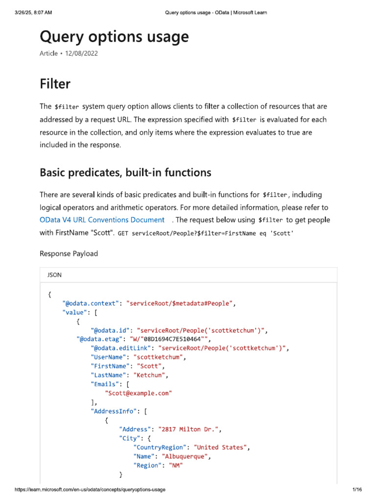 Query Options Usage | PDF