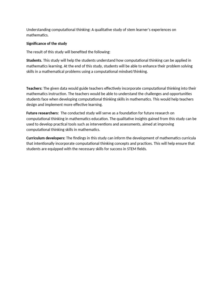 Enhancing Math Learning with Computational Thinking | PDF
