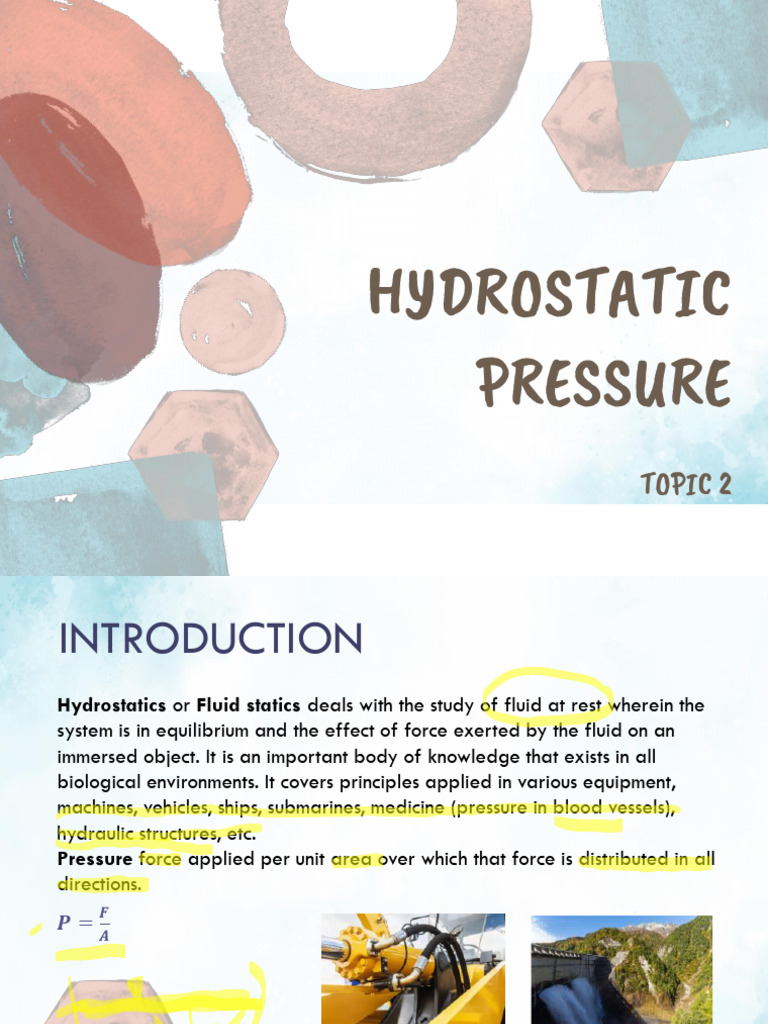 Topic 2-Hydrostatic Pressure-1 (1) | PDF | Pressure | Pressure Measurement