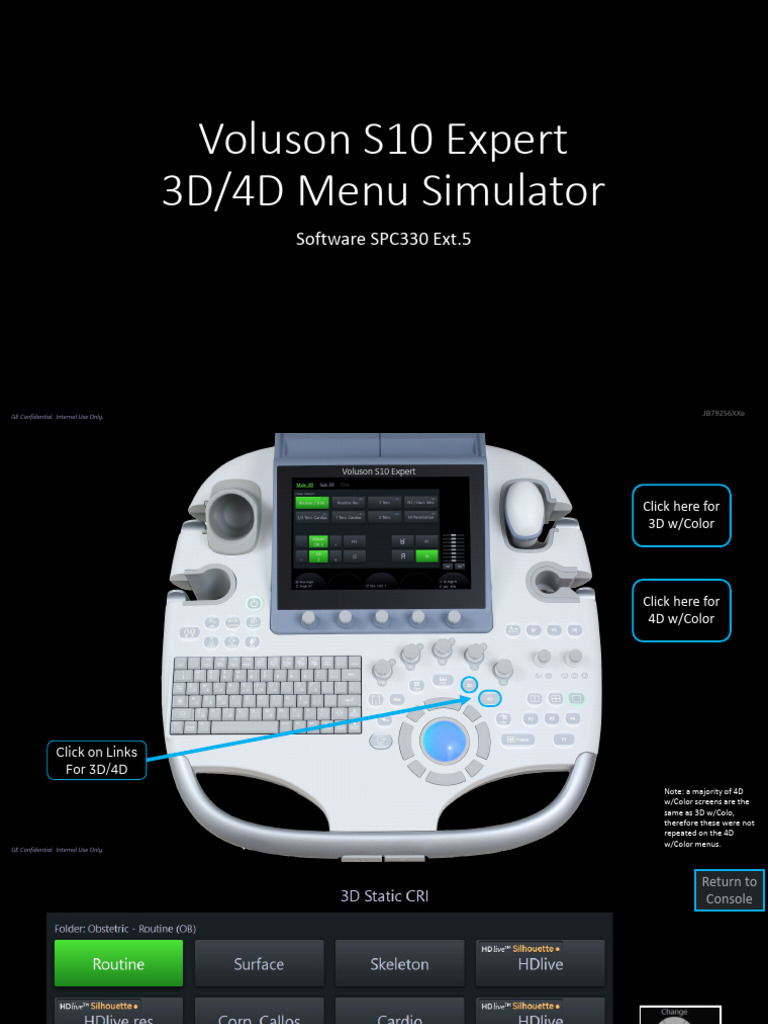 PVoluson S10E 3D4D Menu SimulatorV2 | PDF | Software | Graphical User Interfaces