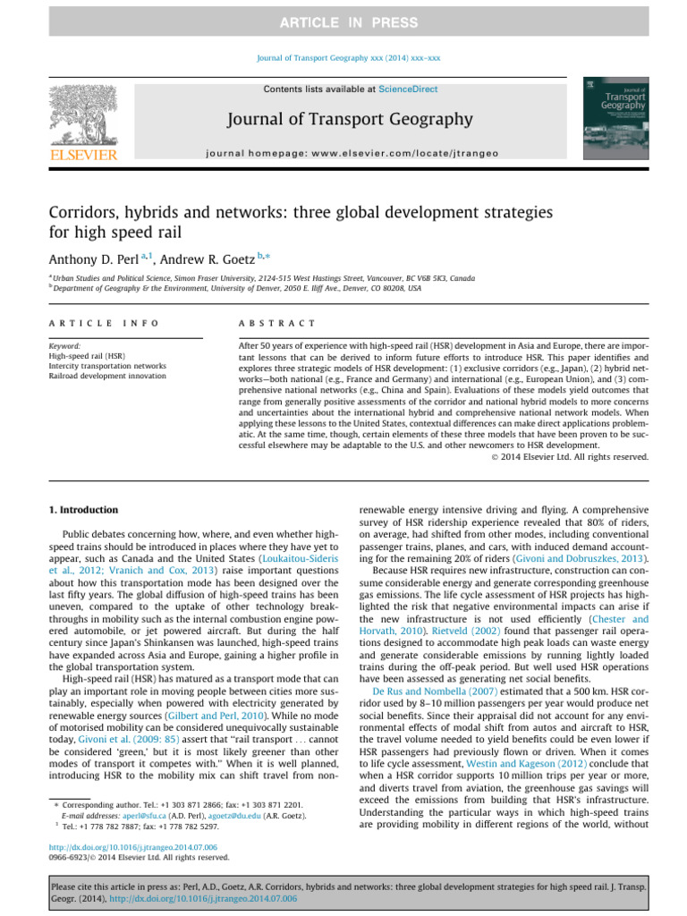 Corridors Hybrids and Networks Three Glo | PDF | High Speed Rail | Rail ...