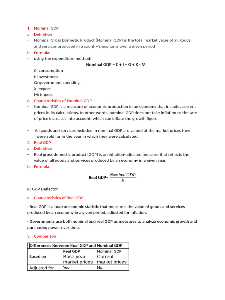 Nominal vs Real GDP Explained | PDF