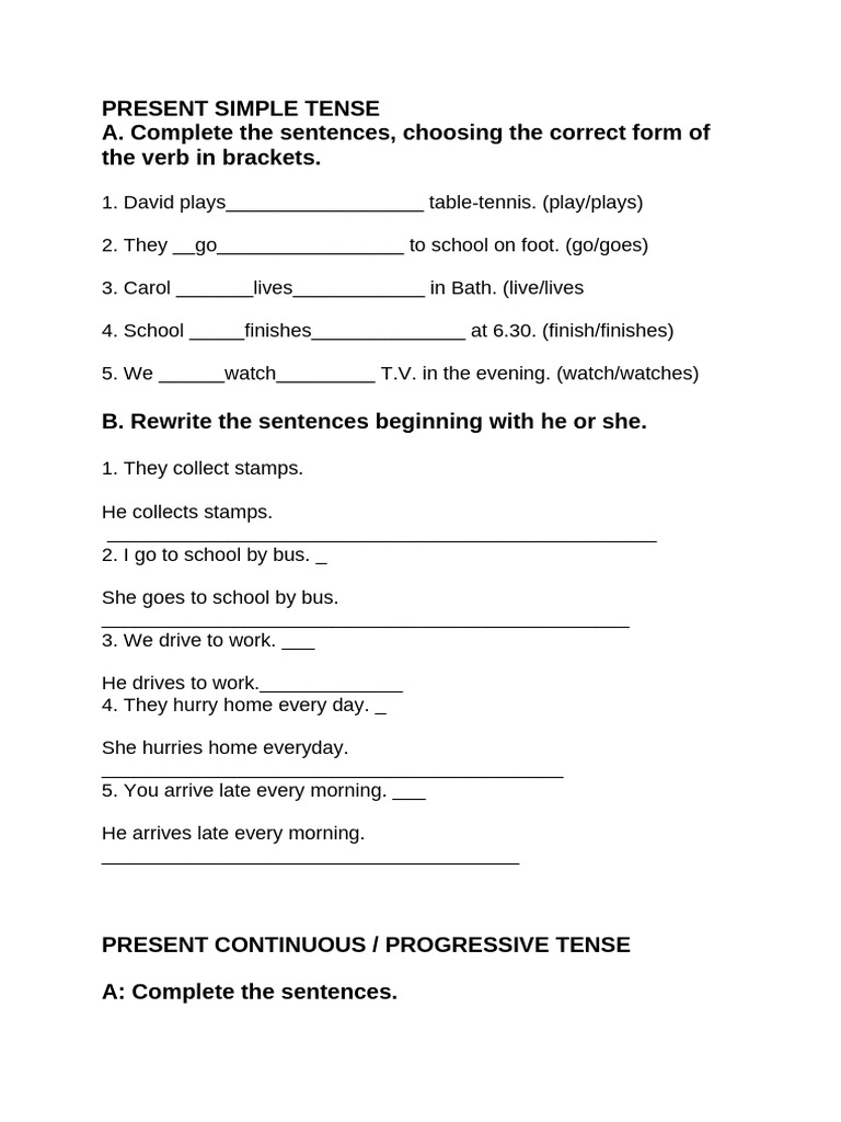 Present Simple: Continuous Worksheet | PDF