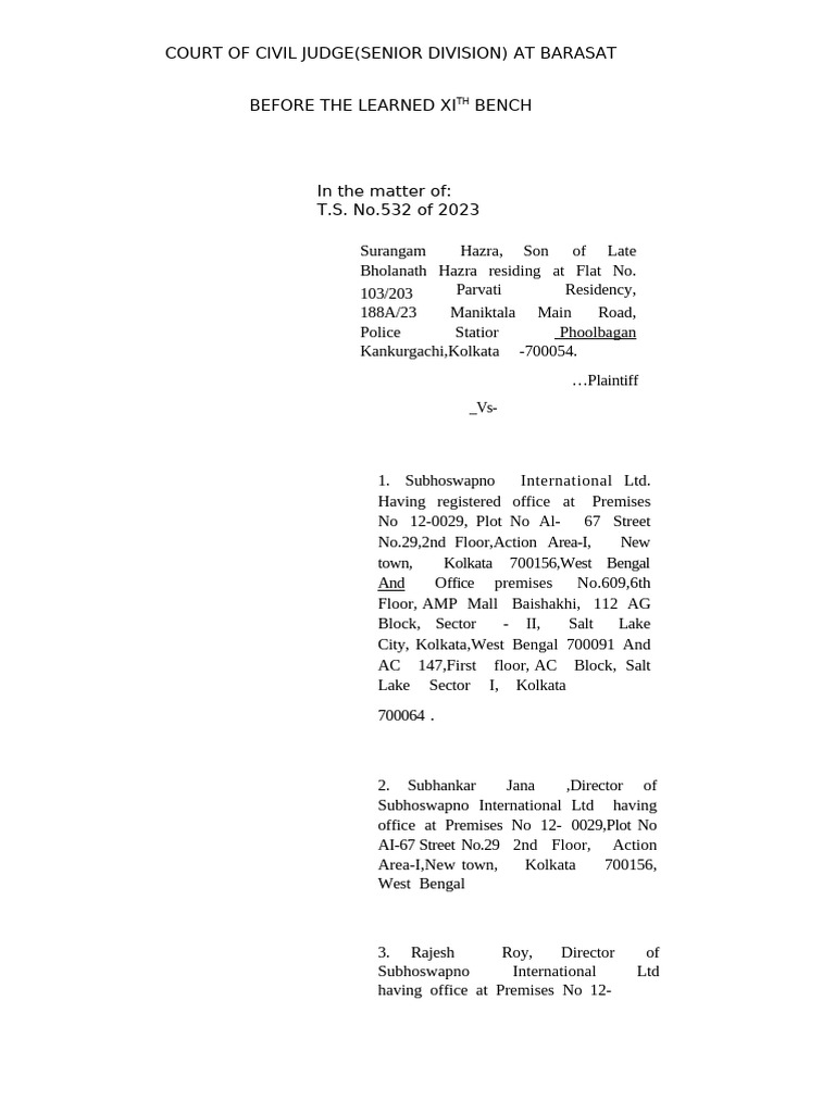 Utsav Hazra Written Statement | PDF | Lawsuit | Affidavit