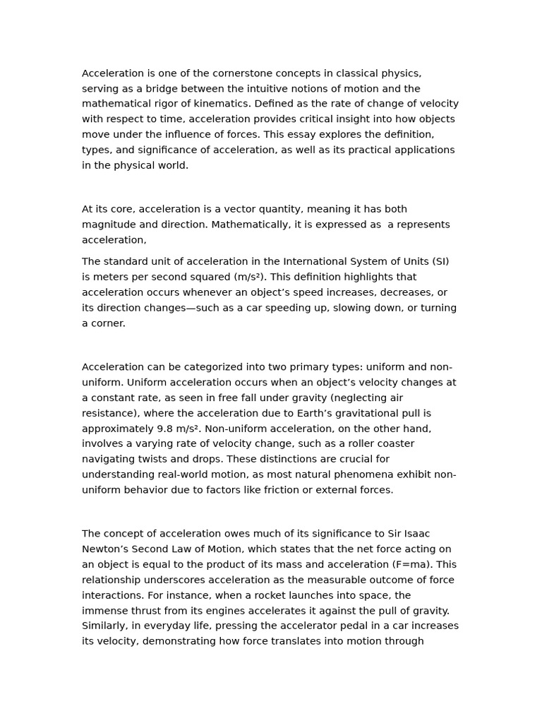 Understanding Acceleration in Physics | PDF | Acceleration | Force