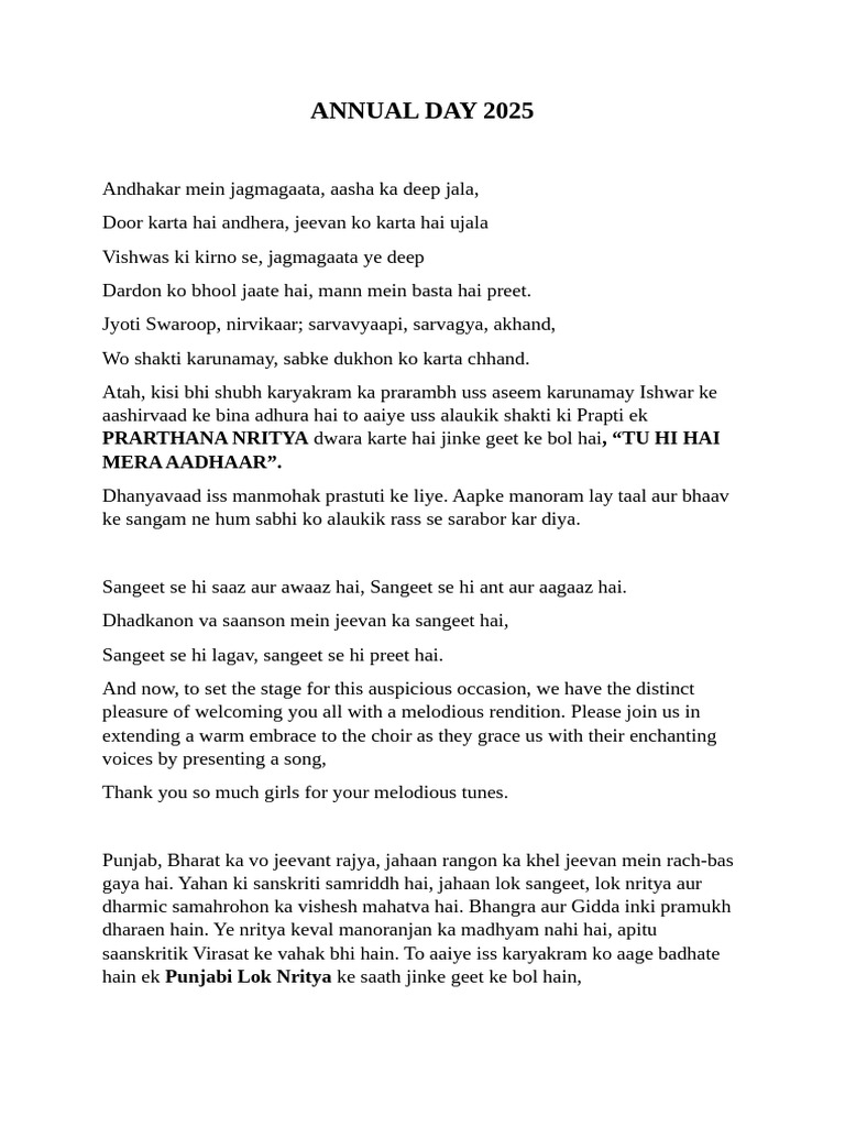 ANNUAL DAY 2025 anchoring script | PDF