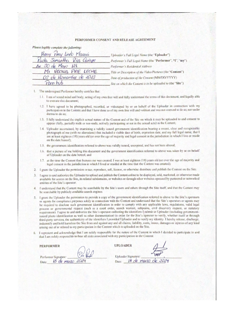 Performer Consent and Release Agreement | PDF