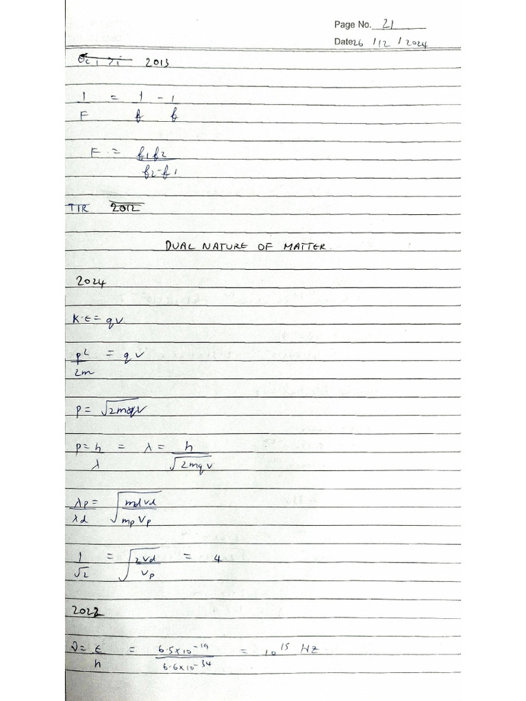 Dual Nature of Matter (Modern Physics 1) Pyq | PDF