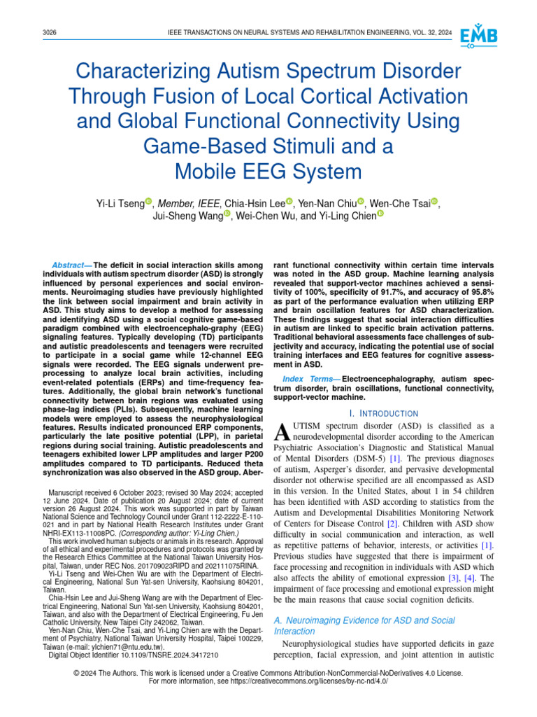 Autism Disorder Assessment via EEG and Games | PDF | Autism | Neural ...