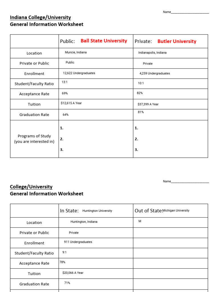 College Compare 1 FORM (1) - 1 | PDF | Academia | Educational Stages