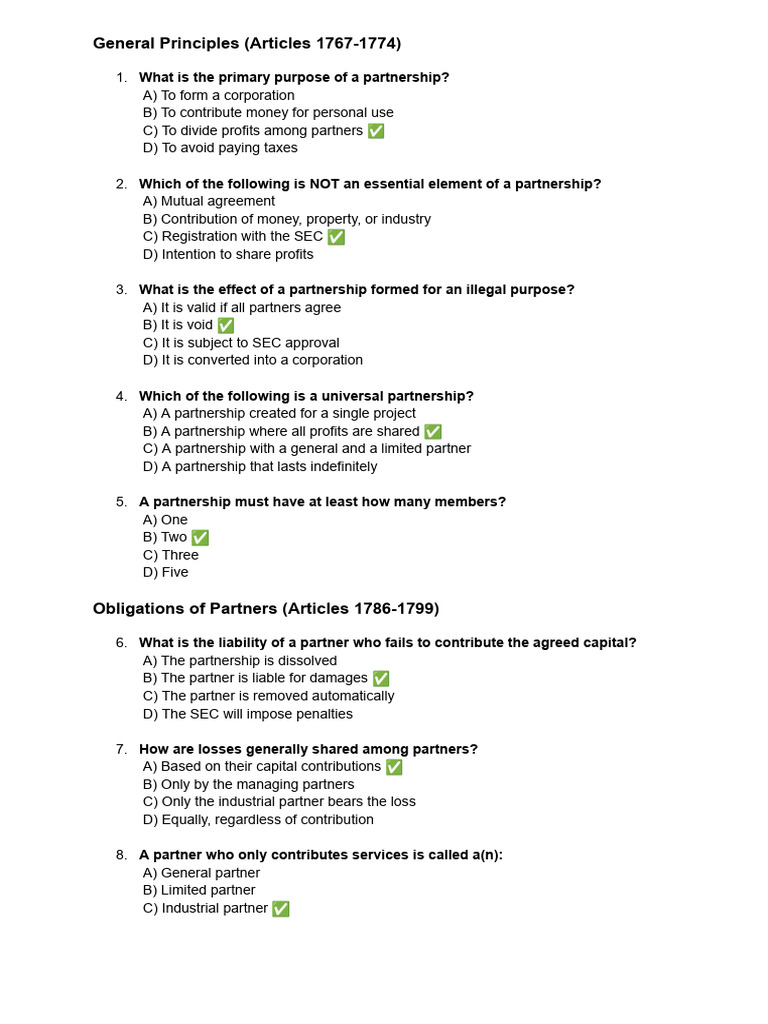 General Principles (Articles 1767-1774) | PDF | Partnership | General ...