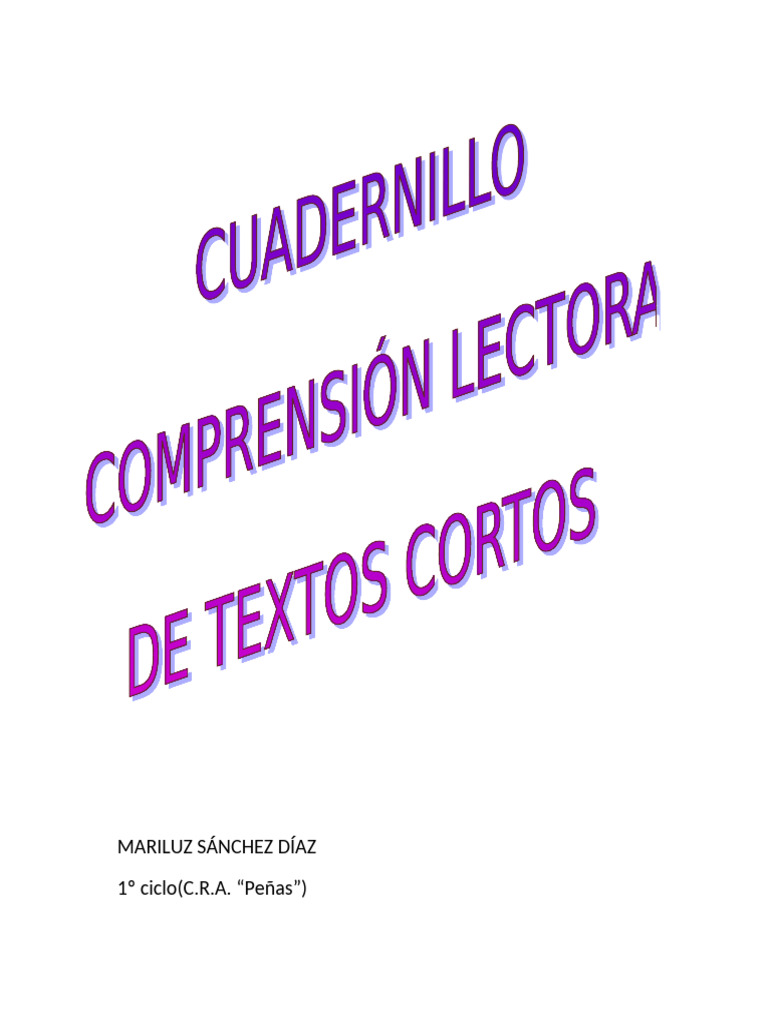 Cuadernillo Lectura Comprensiva de Textos Cortos | PDF