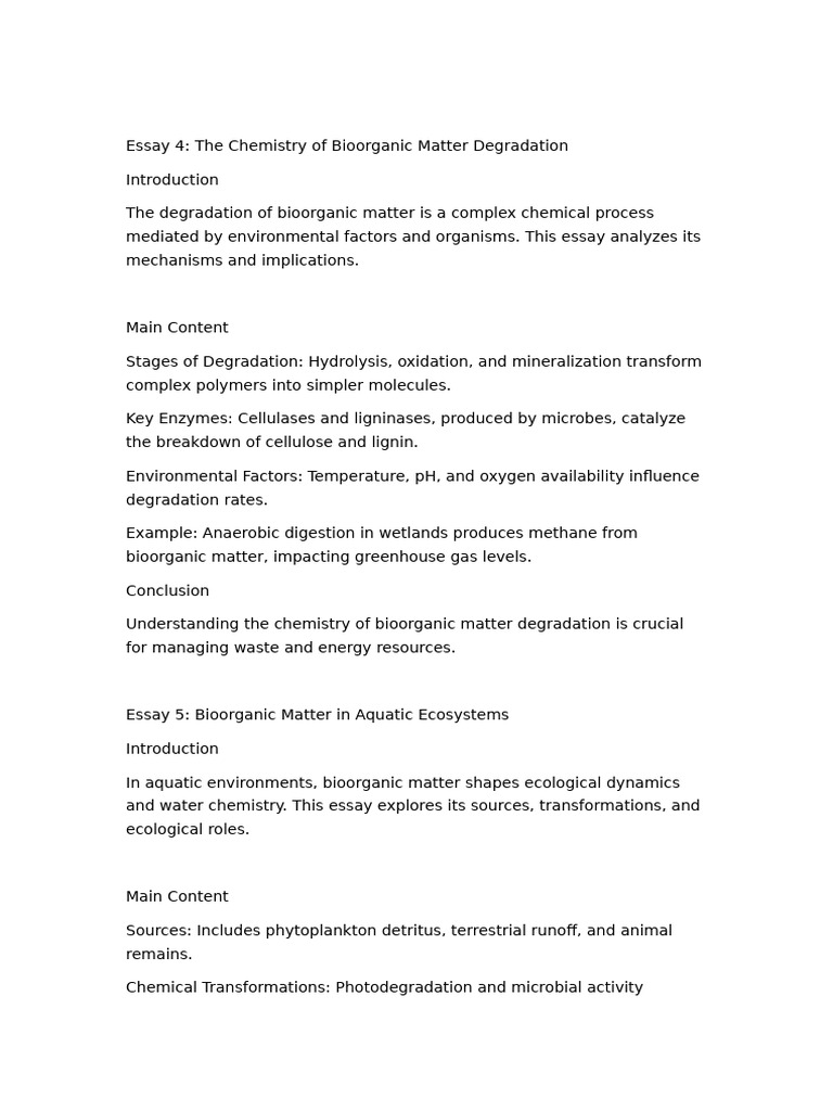 The Chemistry of Bioorganic Matter | PDF