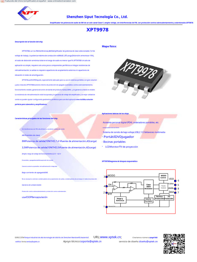 XPT Shenzhen Xptek Tech Xpt9978 c59469.Zh CN - Es | PDF | Ingeniería ...