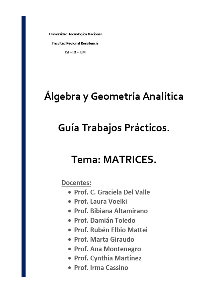 Guía de TP Matrices | PDF | Matriz (Matemáticas) | Álgebra