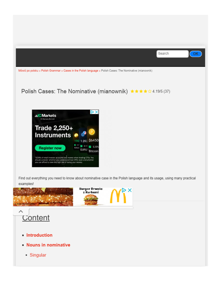 Polish Cases - The Nominative (Mianownik) - Mówić Po Polsku | PDF ...
