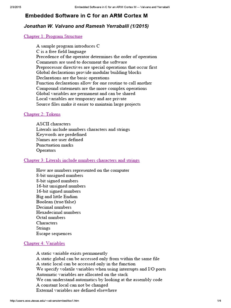 Embedded Software in C For An ARM Cortex | PDF | Parameter (Computer Programming) | Pointer ...