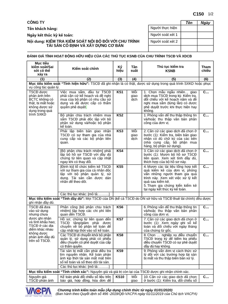 C150 - Kiem Tra Kiem Soat Chu Trinh TSCD-XDCB (X) | PDF