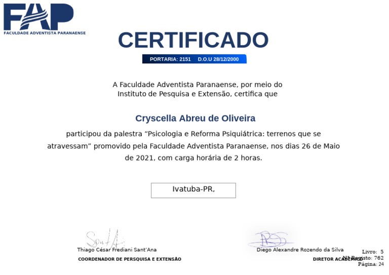 Certificado- modelo | PDF