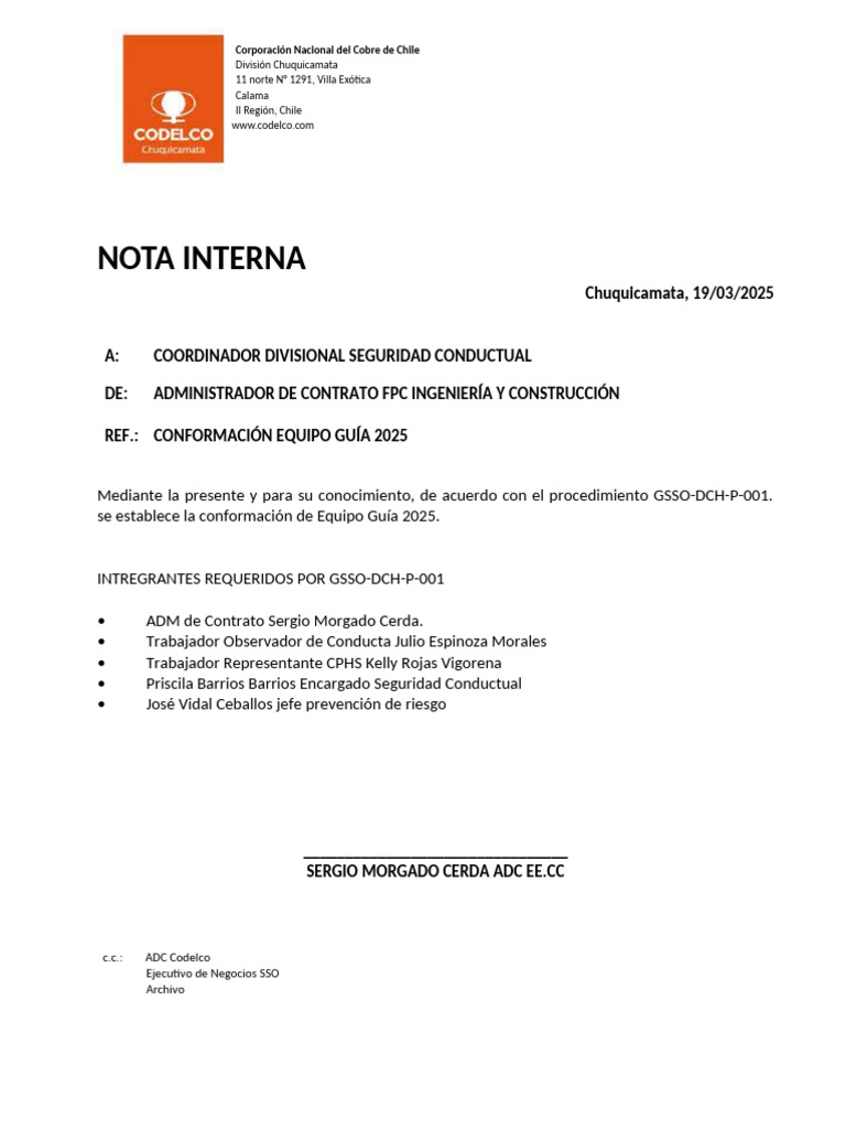 Nota Interna Equipo Guia 2025 2 | PDF