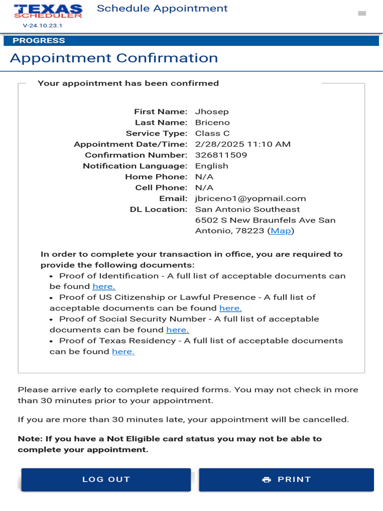 Texas DPS - Schedule Appointment 71 | PDF