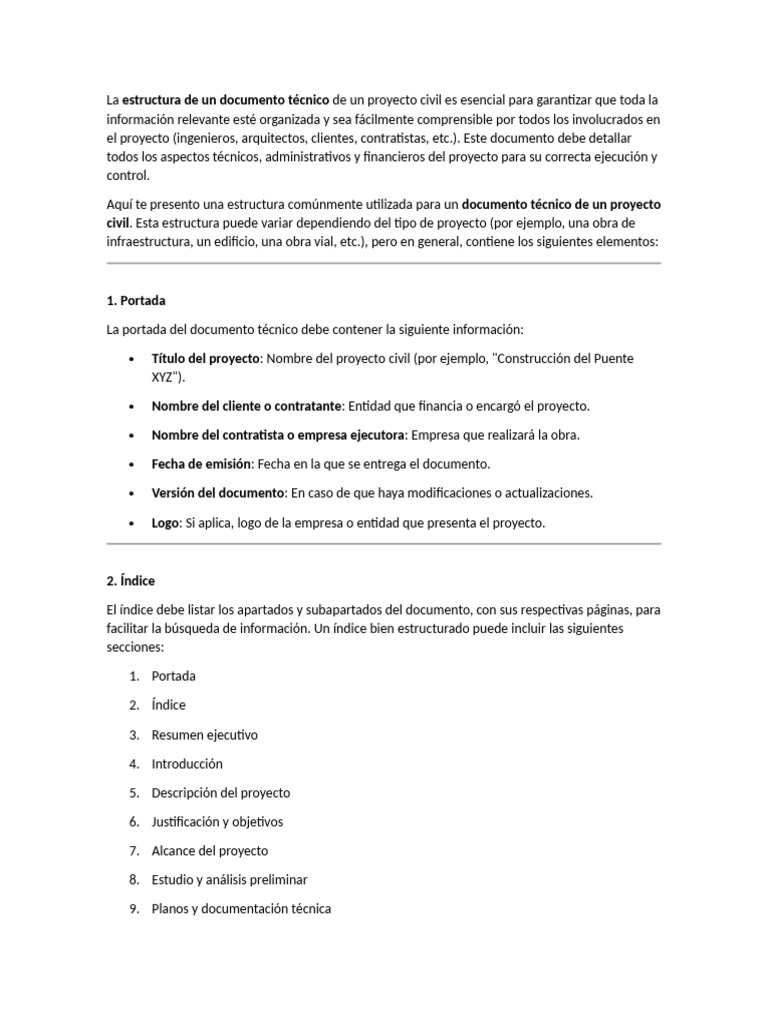 Estructura Documento Tecnico | PDF | Presupuesto | Fundación (Ingeniería)