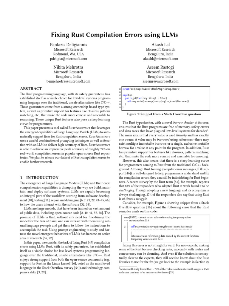 Fixing Rust Compilation Errors Using Llms Pdf Control Flow Parsing 4518