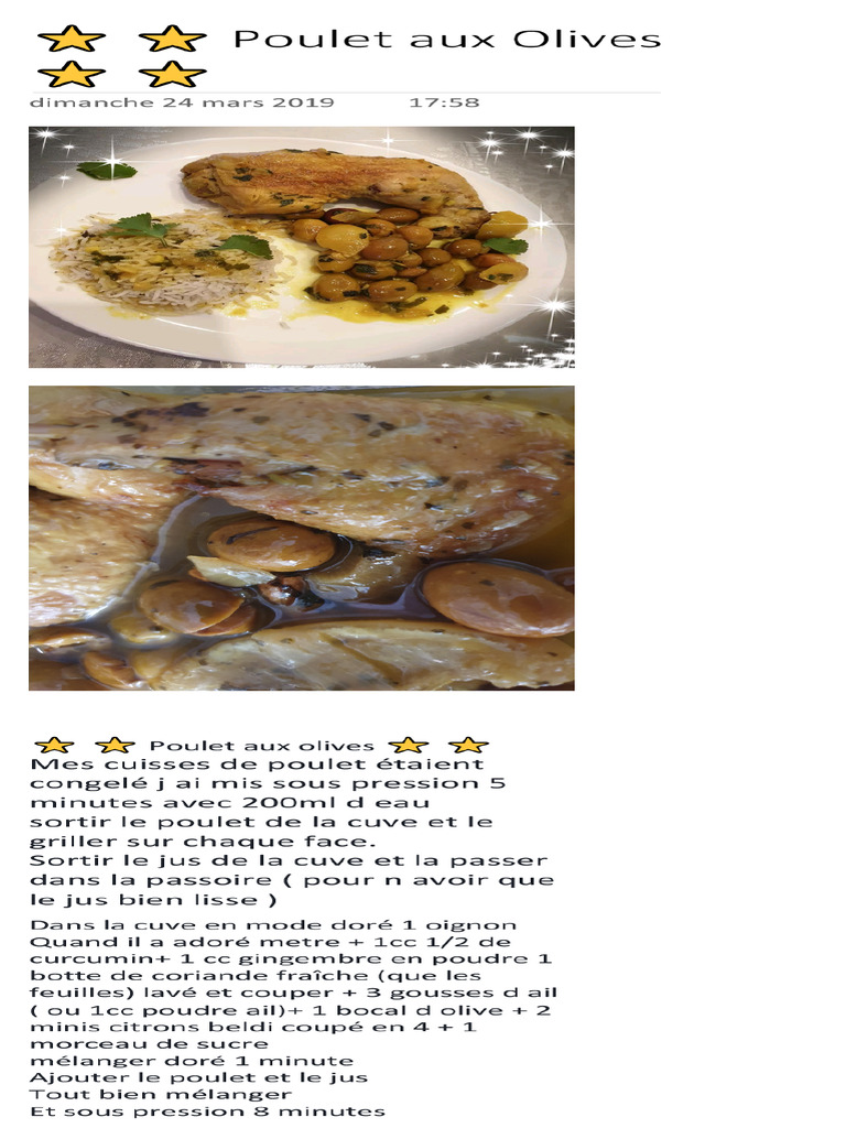 Poulet Aux Olives | PDF