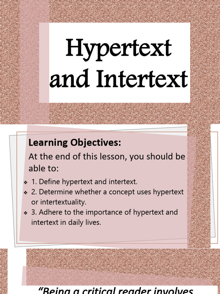 Hypertext and Intertext | PDF | Intertextuality | Hypertext