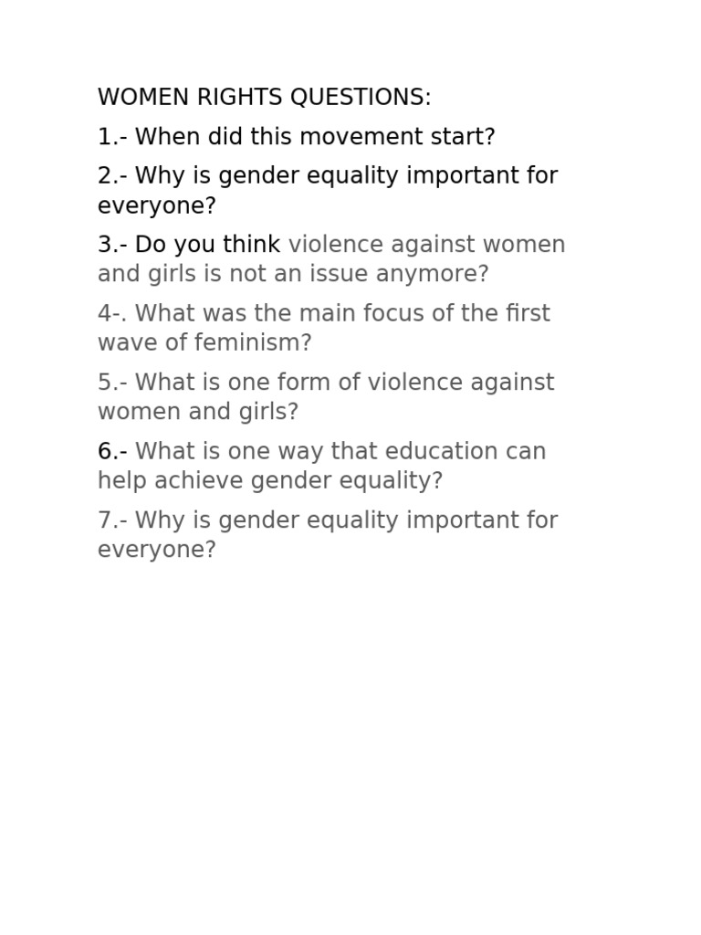 Key Questions on Women's Rights | PDF