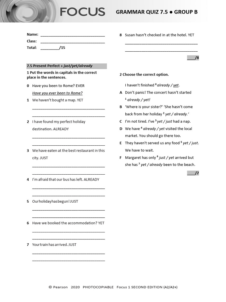 Present Perfect Grammar Quiz A2/A2+ | PDF