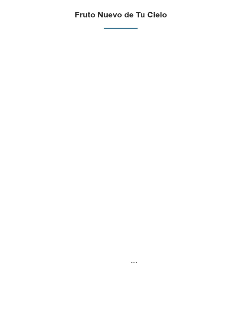 Fruto Nuevo de Tu Cielo: Letra | PDF