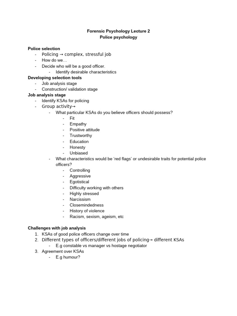 Forensic Psychology Lecture Notes | PDF | Psychopathy | Offender Profiling