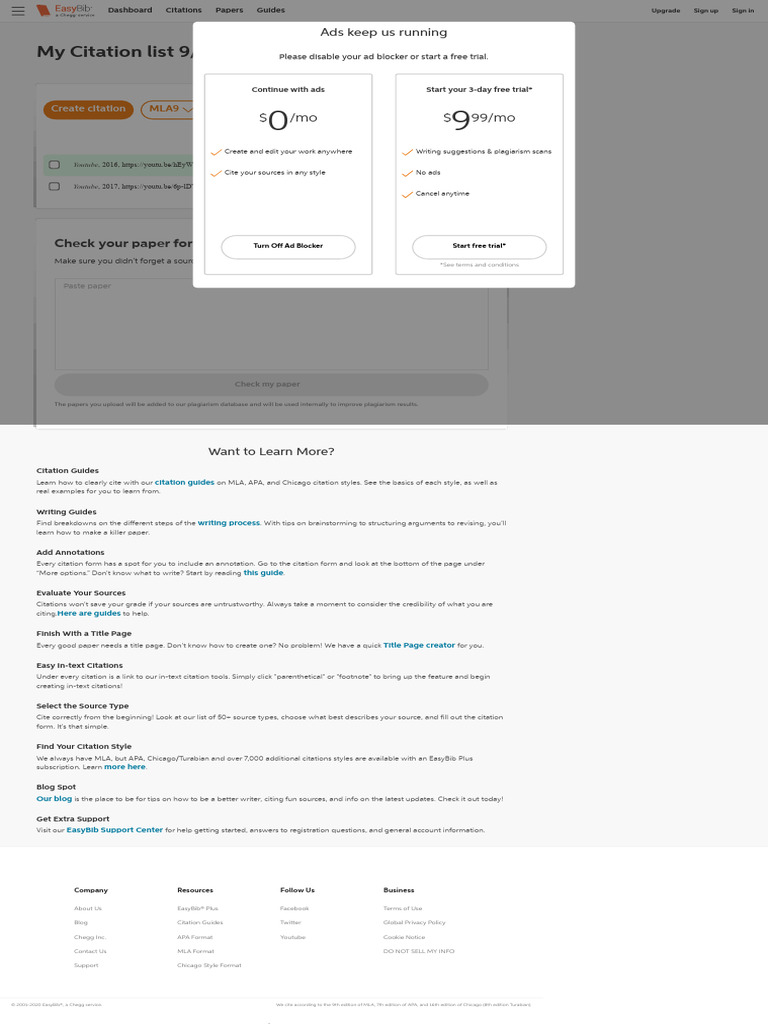 My Citation List 962023 EasyBib | PDF | Citation | Apa Style