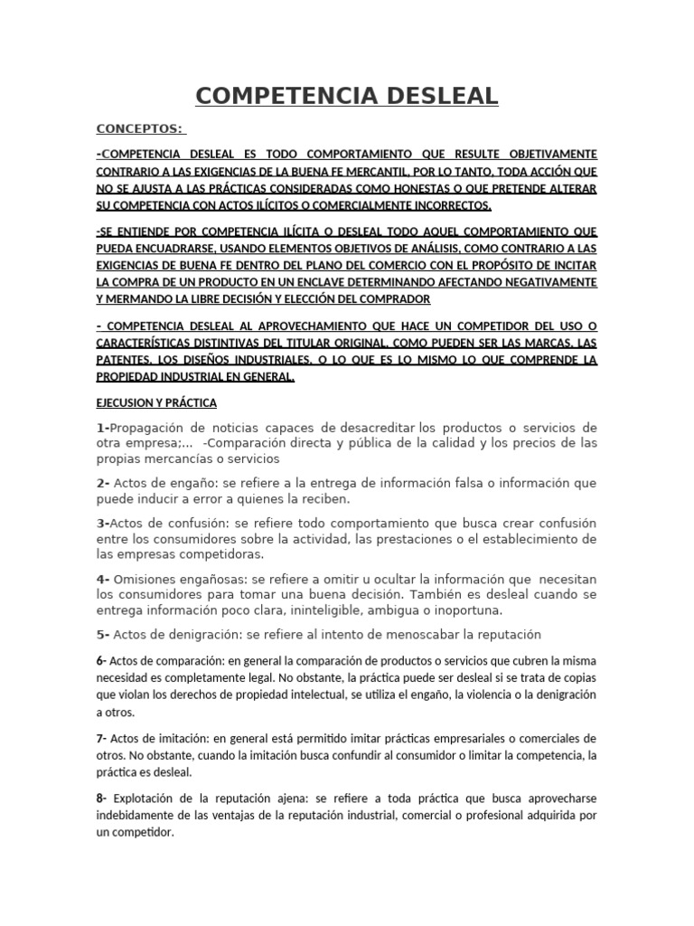 Competencia Desleal1 | PDF | Secreto comercial | Violación