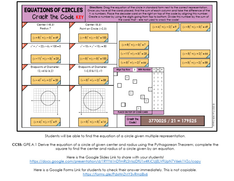 Equation of A Circle Crack The Code KEY | PDF | Circle | Mathematics