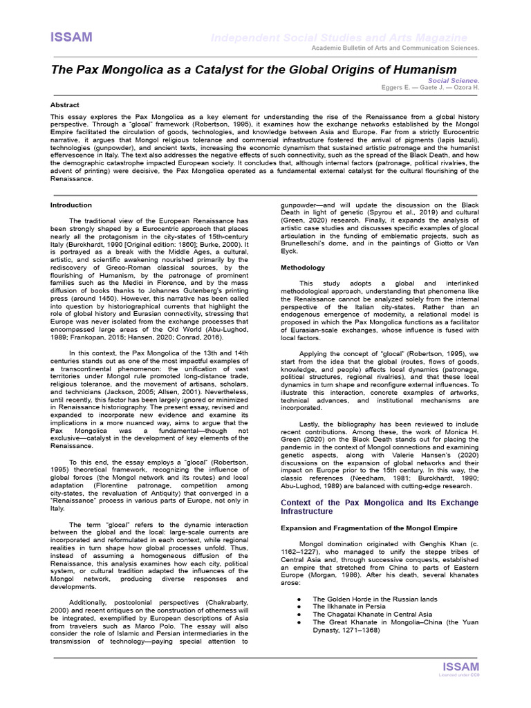 The Pax Mongolica As A Catalyst For The Global Origins of Humanism ...