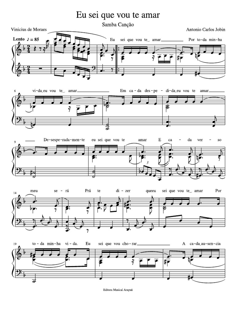Tom Jobim - Eu Sei Que Vou Te Amar | PDF