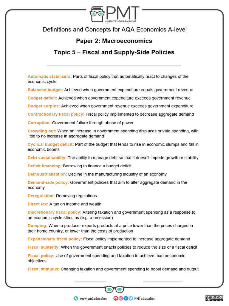 Fiscal Policy and Supply-Side Policies | PDF | Fiscal Policy ...