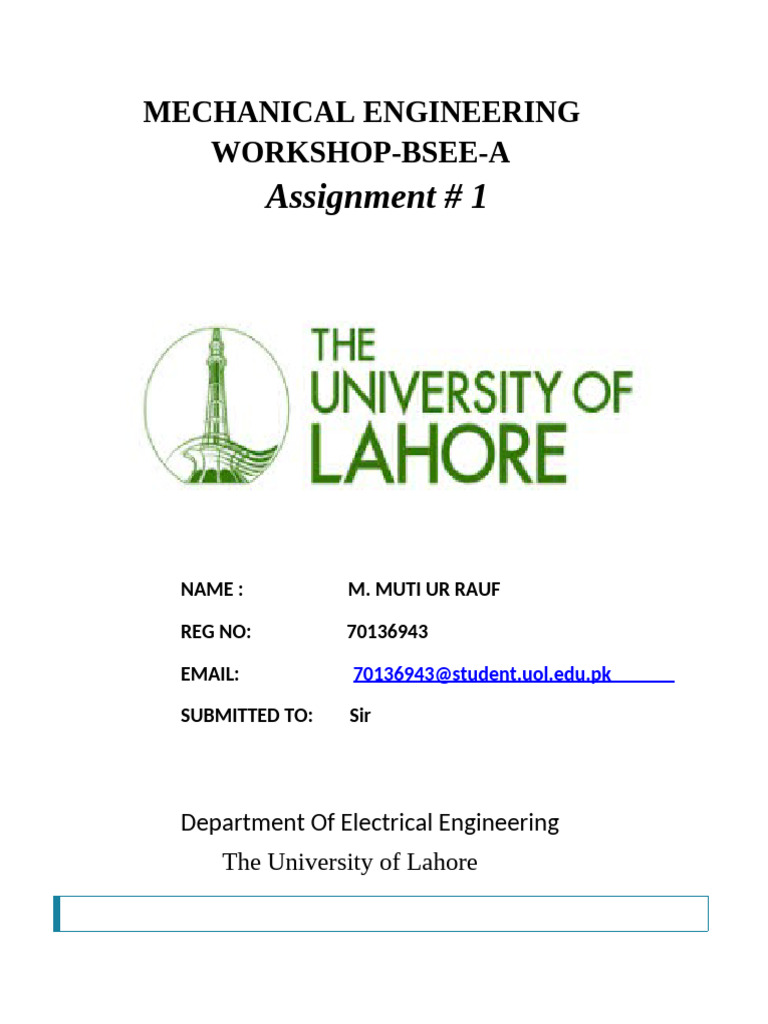 Mechanical Engineering Assignment 1 | PDF