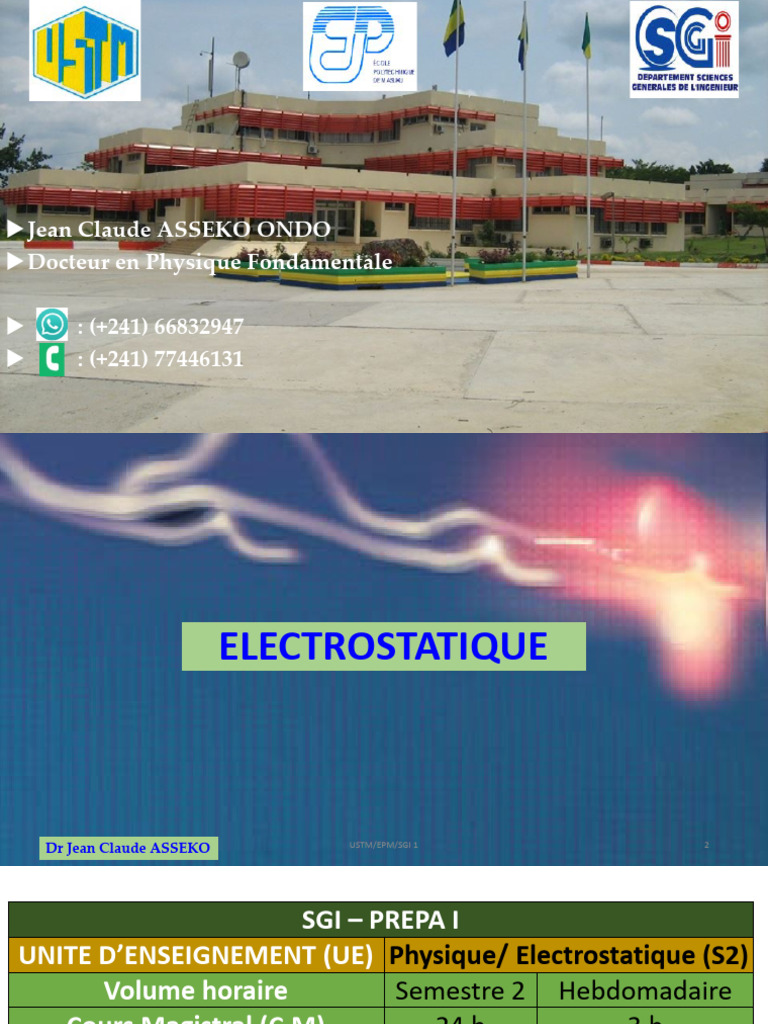 Cours d'Électrostatique - Dr J.C. ASSEKO | PDF | Charge électrique ...