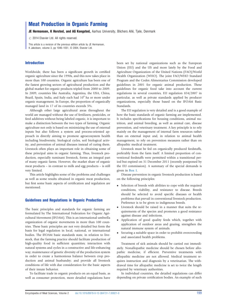 Meat Production in Organic Farming | PDF | Pig | Meat