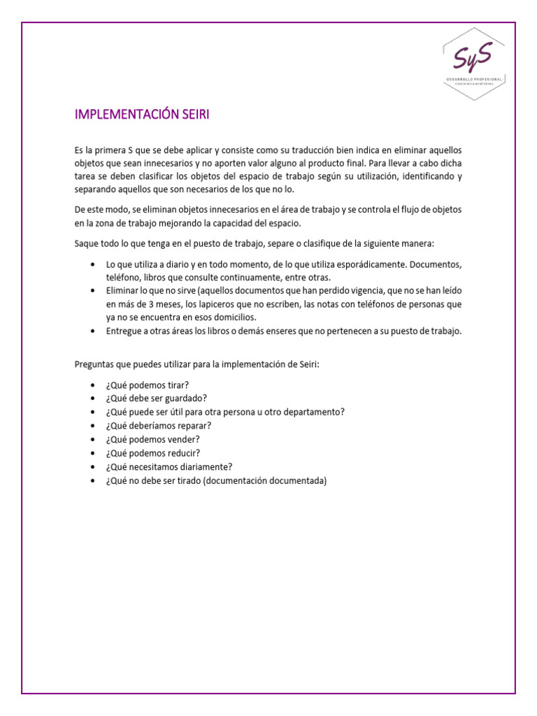 Implementacion Seiri | PDF
