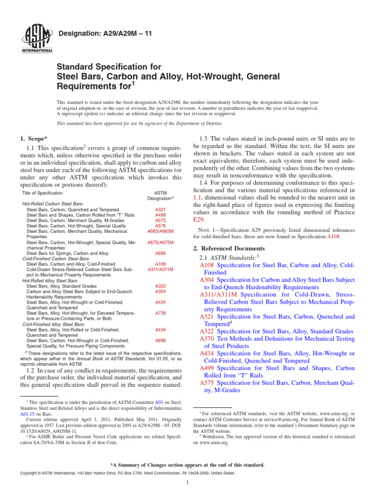 ASTM A 29 – 11 | PDF | Steel | Heat Treating
